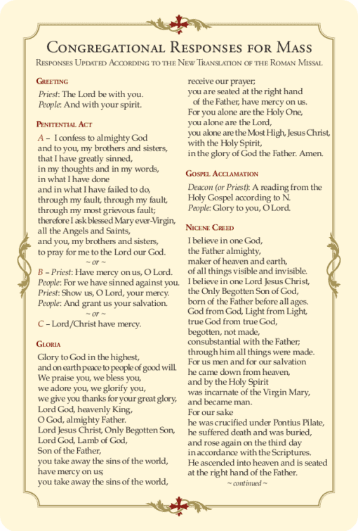 Congregational Responses for Mass | Vianney Vocations