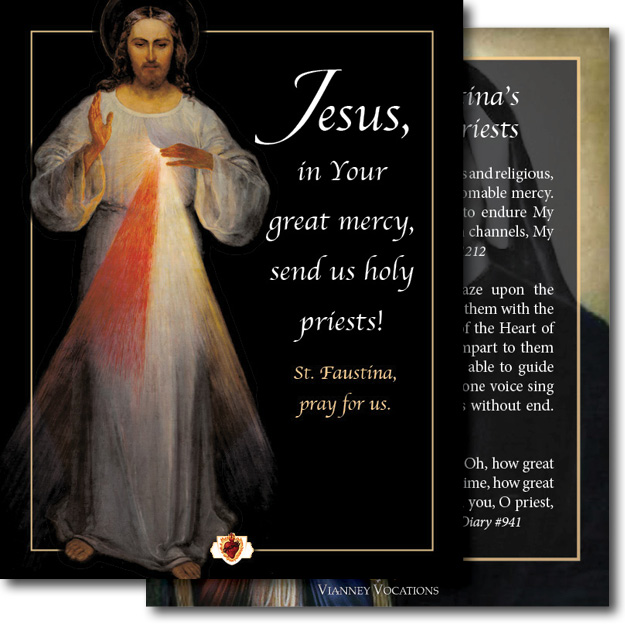 Divine Mercy Vocations Prayer Card (set of 50) - Vianney Vocations
