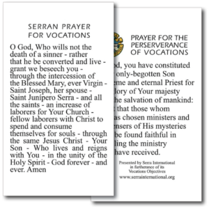 Serran Prayer for Vocations Card - Plastic (set of 50) - Vianney Vocations